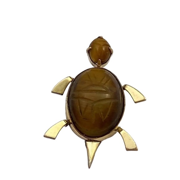 Jewelry | Vintage Wre 12 12 K Golf Filled Tigers Eye Carved Scarab ...